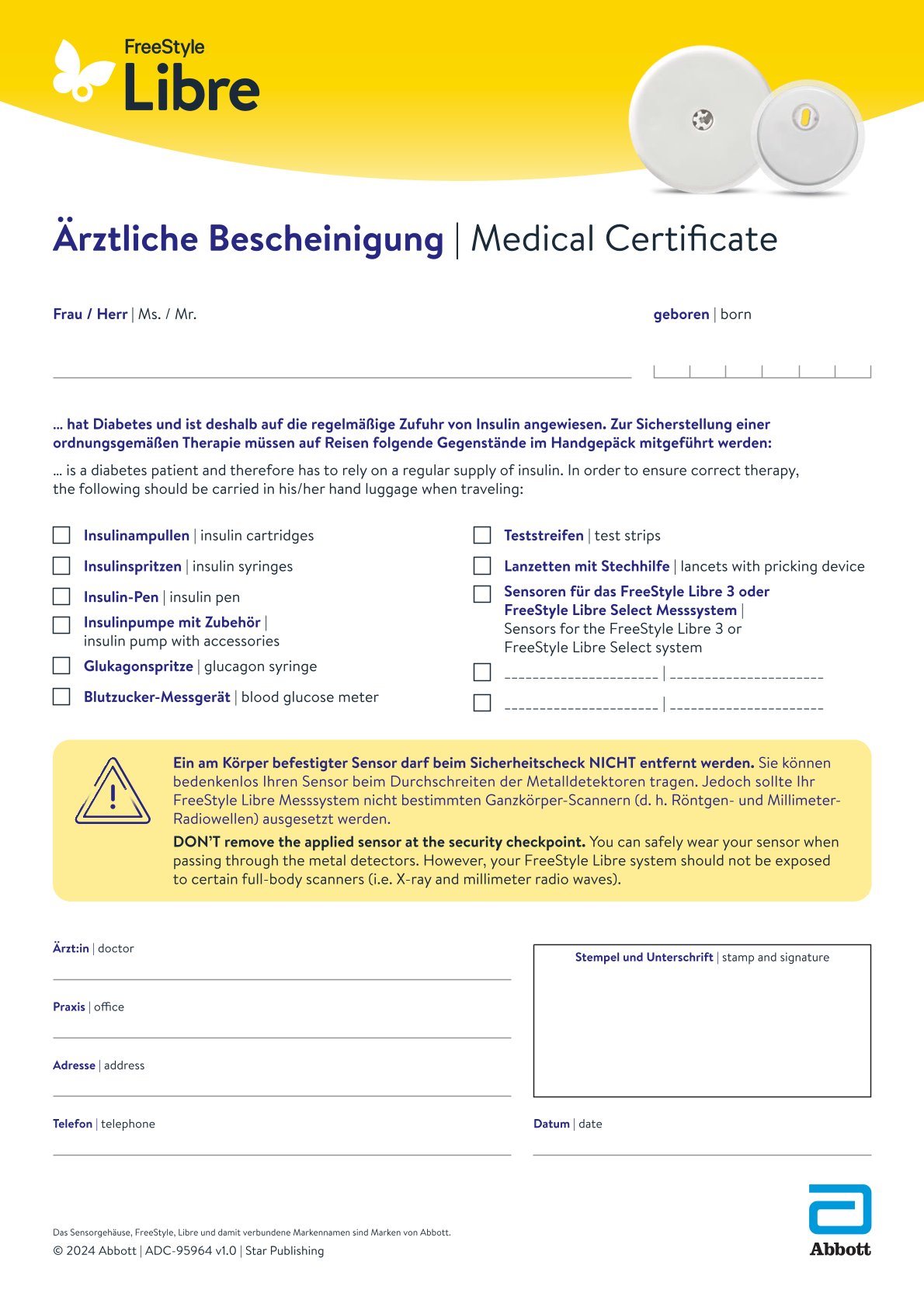 Ärztliche Bescheinigung für Ihre Reise